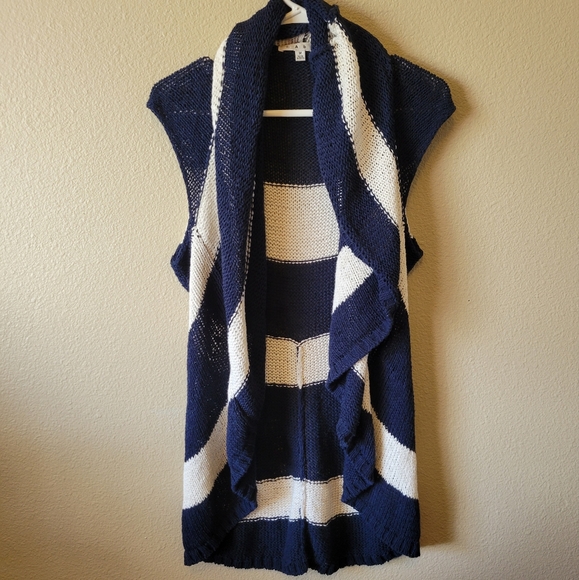 CAbi | Sweaters | Cabi 679 Knit Skipper Vest Striped Navy White | Poshmark